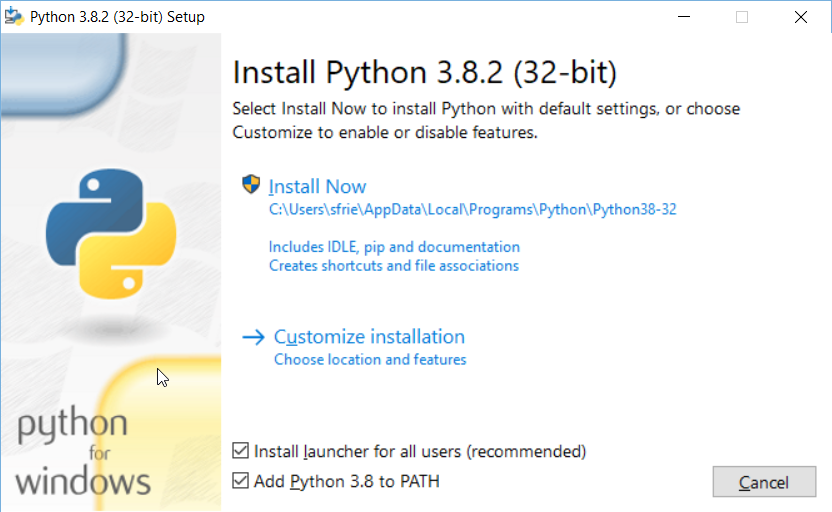 Installing Python 3.8